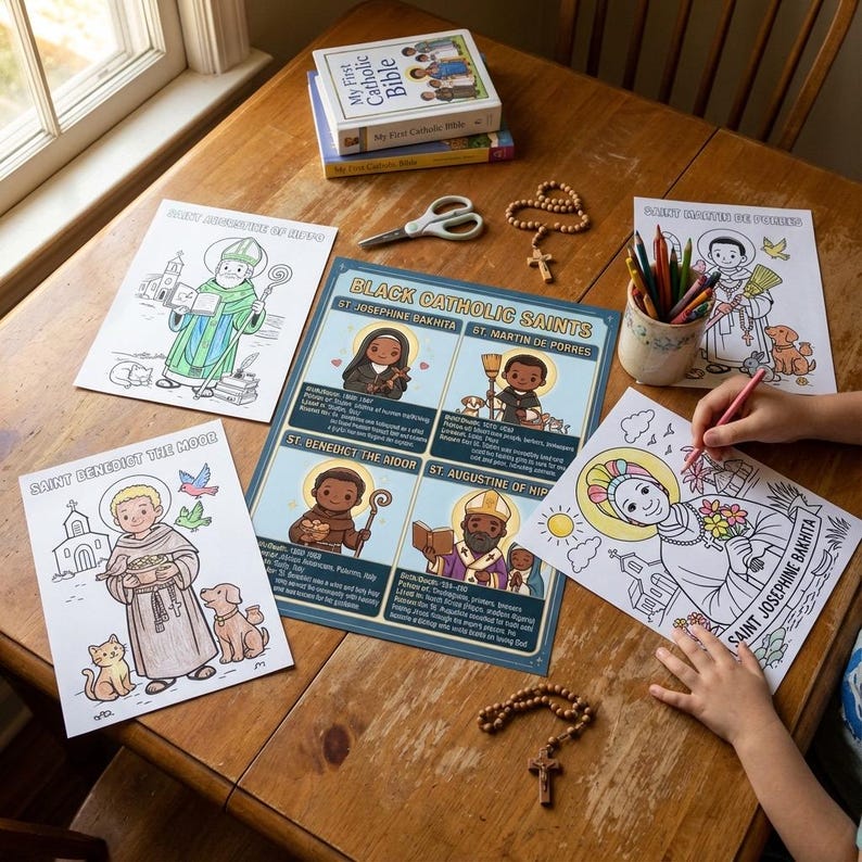 Black Catholic Saint Coloring Pages Poster Set Printable | St Martin De ...
