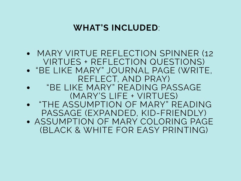 Catholic Mary Activity Bundle for Kids – Virtue Spinner, Assumption ...