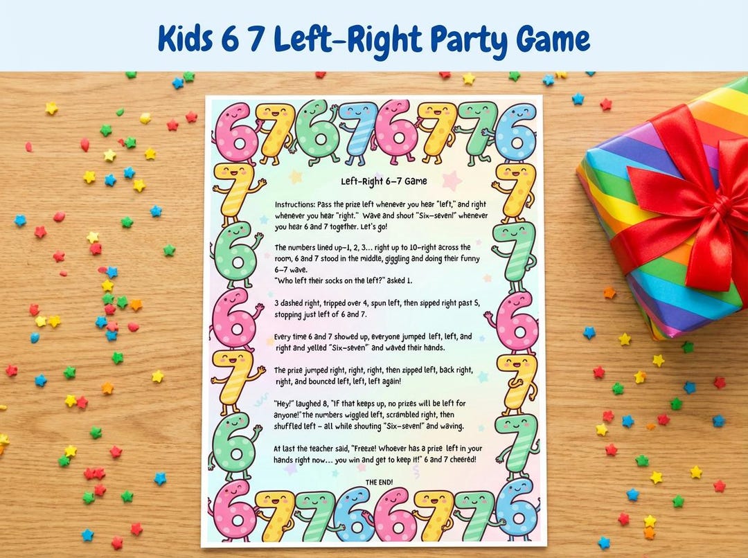 Kids 6 7 Game Left Right Story for Kids, Six Seven Meme Party Game ...
