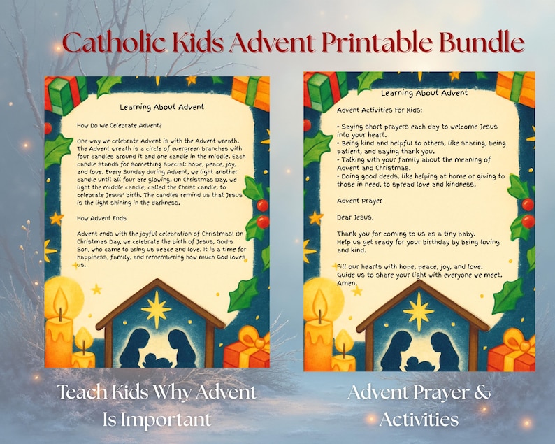 Catholic Kids Advent Activities Printable Bundle | Advent Learning ...