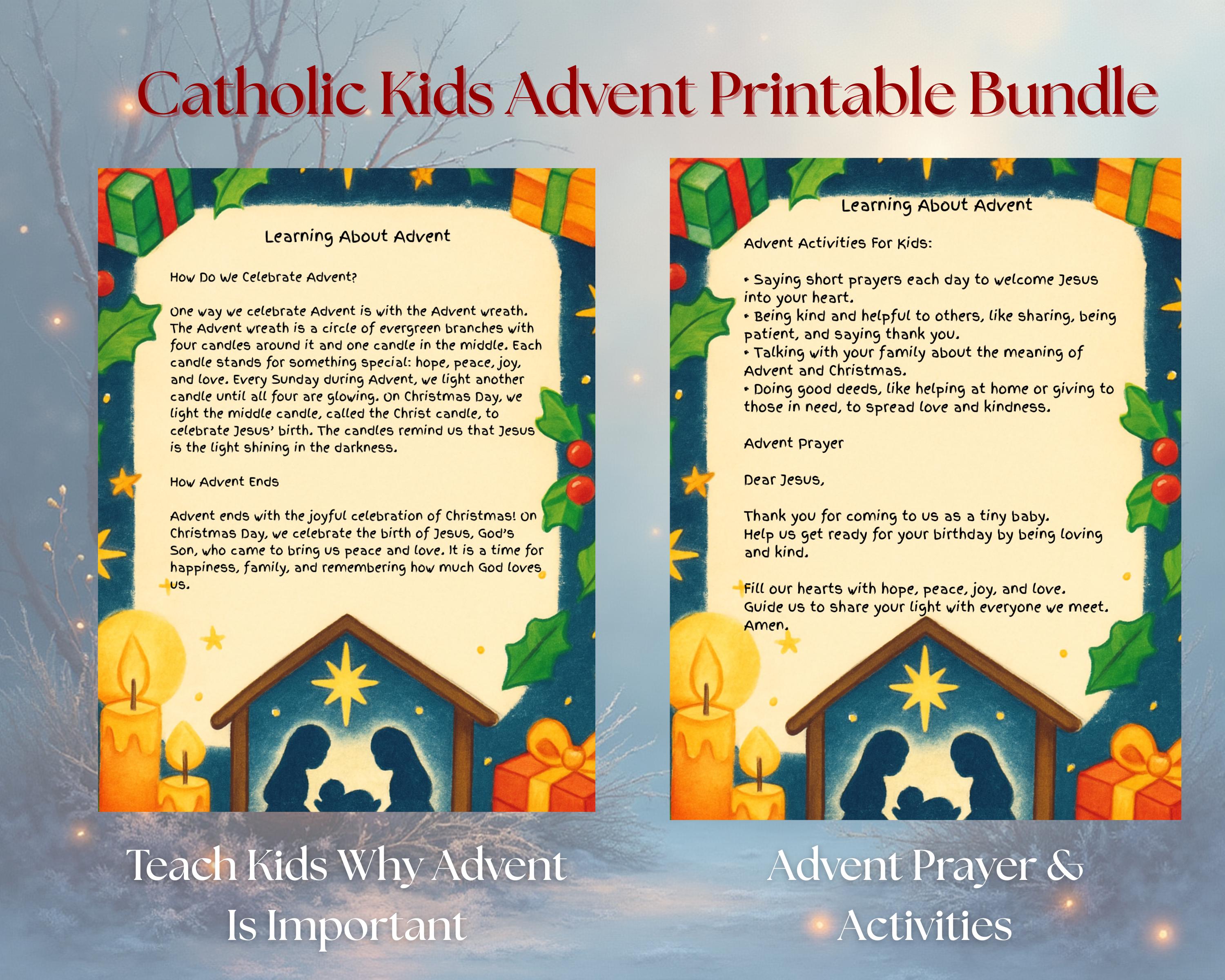 Catholic Kids Advent Activities Printable Bundle | Advent Learning ...