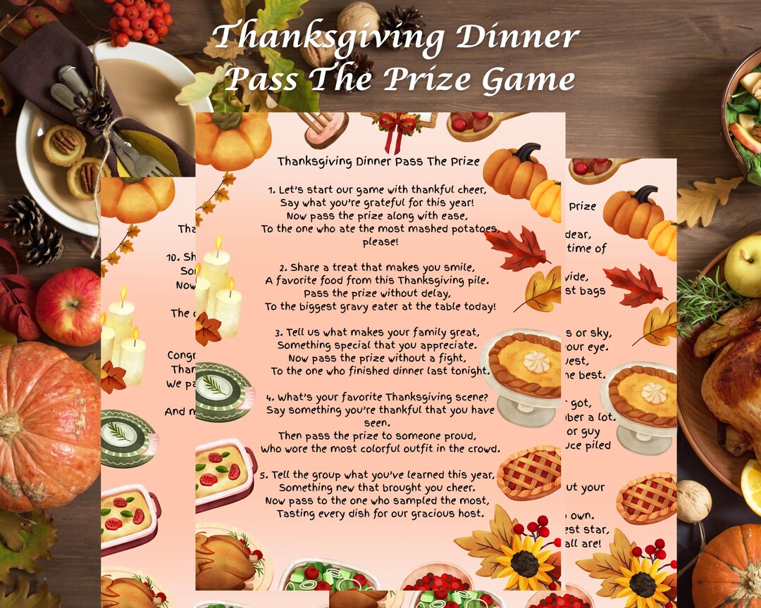 Thanksgiving Fun Friendsgiving Game Pass the Prize Gratitude Activity ...