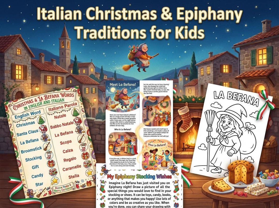 Italian Heritage La Befana Epiphany Kids Printable | Italian American ...