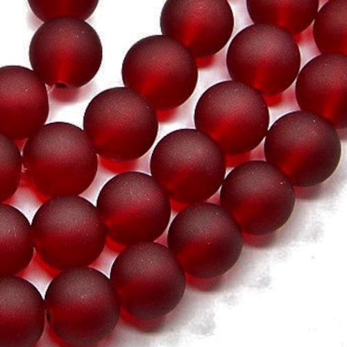 10mm Dark Red Frosted Glass Round Beads 15 Strand - Etsy