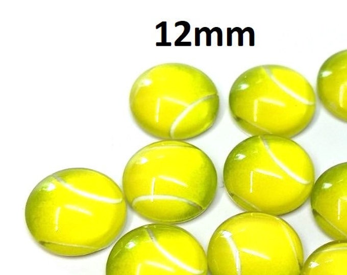 10 Pcs Circle Tennis Ball Sports Glass Round Dome Seals Tiles - Etsy