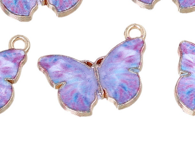 10 Pcs. Gold Plated Multicolored Purple Butterfly Charms - Etsy