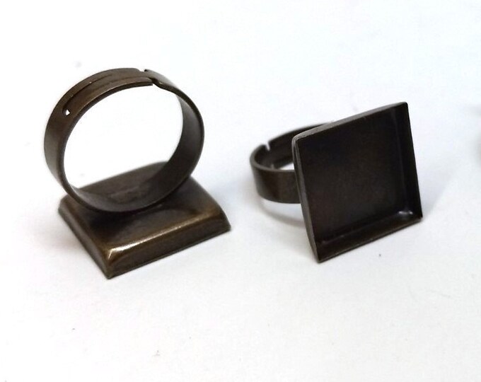 10 Pcs. Antique Bronze ADJUSTABLE Cabochon Setting Bezel RING Bases ...