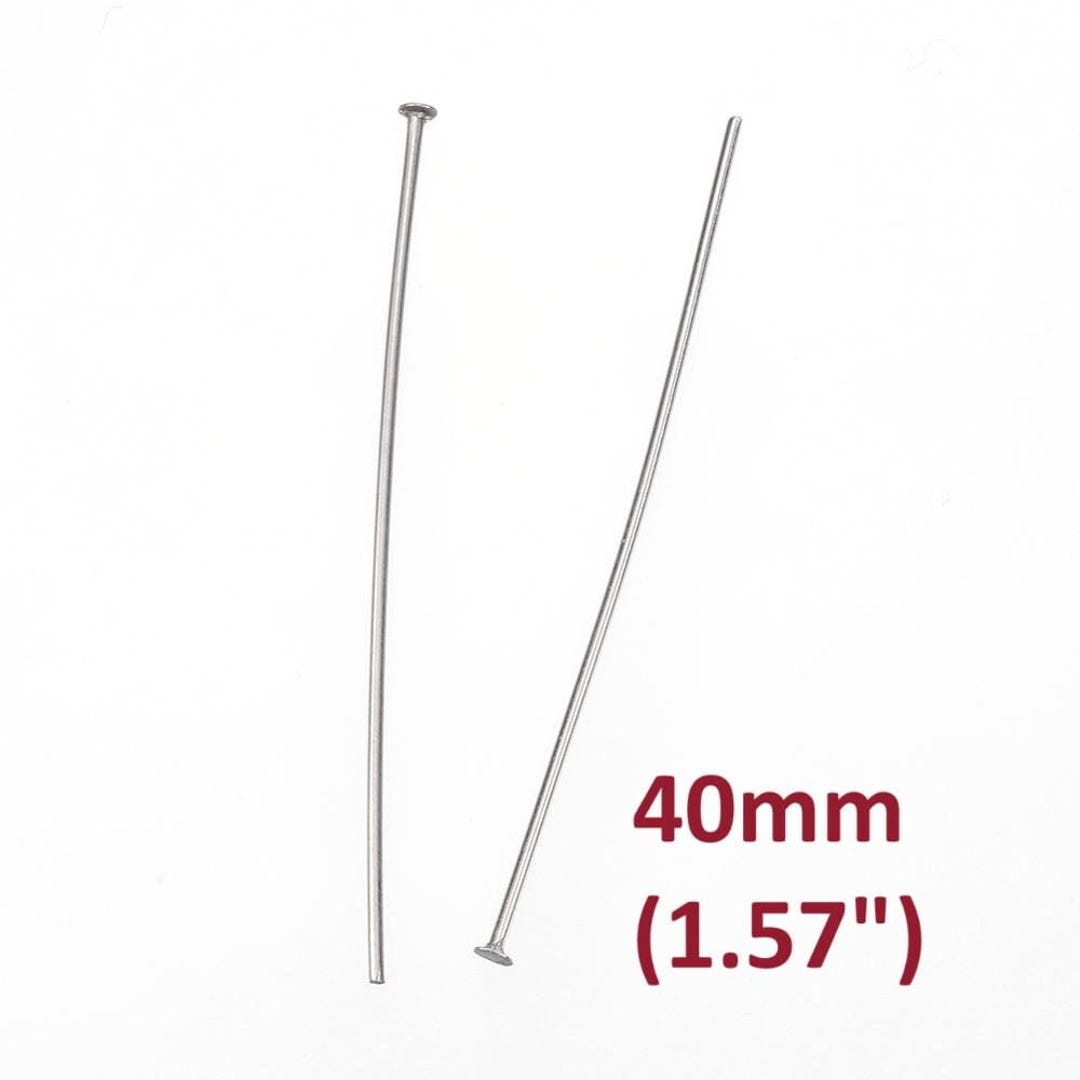 100 Pcs. 304 Stainless Steel Flat Head Pins - 40mm (1.57") - 21 Gauge ...
