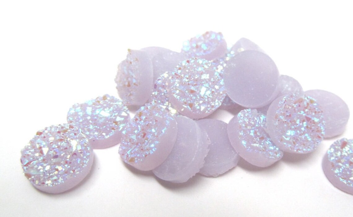 10 pcs Druzy Resin Embellishment Cabochons Mauve Pastel Light | Etsy