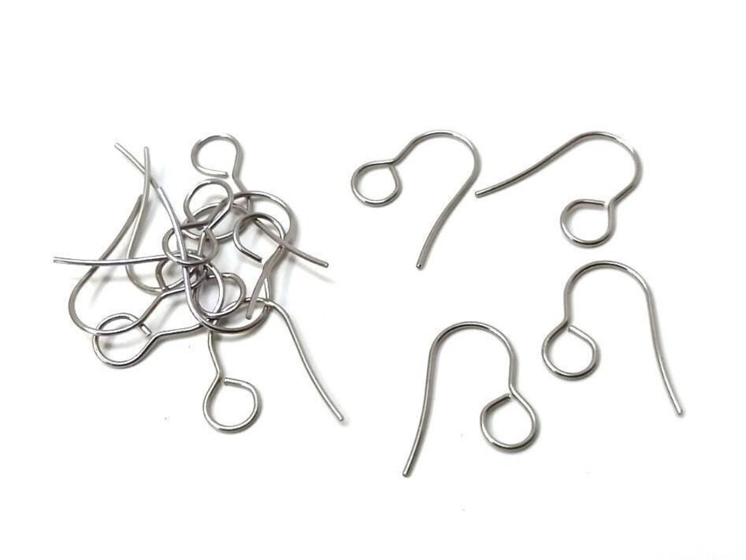 100 Pcs 304 Stainless Steel Earring Hooks With Loop Hole 19mm X 14mm ...
