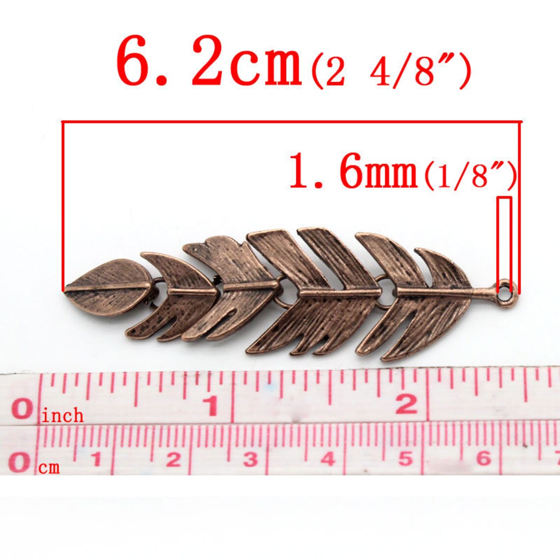 3 Pcs. LARGE Antique Copper Leaf Chain Feather Charms - Etsy