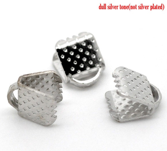 200 Pcs. Silver Tone Textured Ribbon Crimp End Caps 8mm X - Etsy