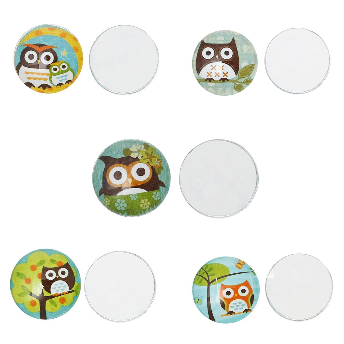 20 Pcs Circle Owl Assortment Glass Round Dome Seals Tiles - Etsy