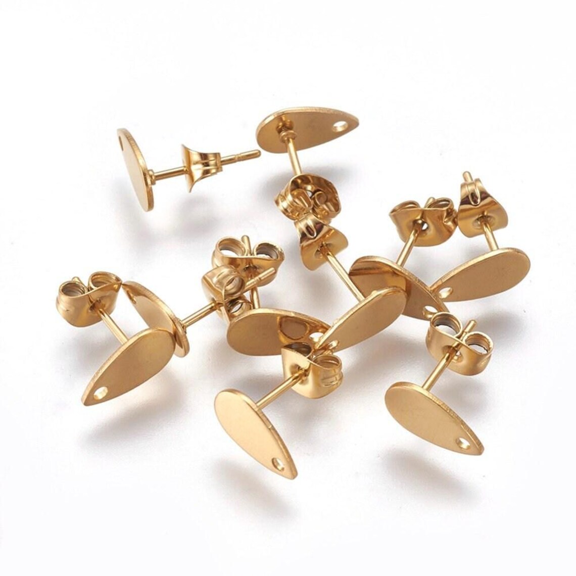10 Pcs (5 Pairs) 304 Stainless Steel Teardrop Earring Posts/bases/studs ...