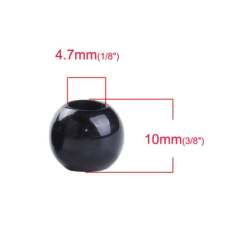 100 Pcs Black Smooth Ball Spacer Beads 10mm Large Hole: - Etsy