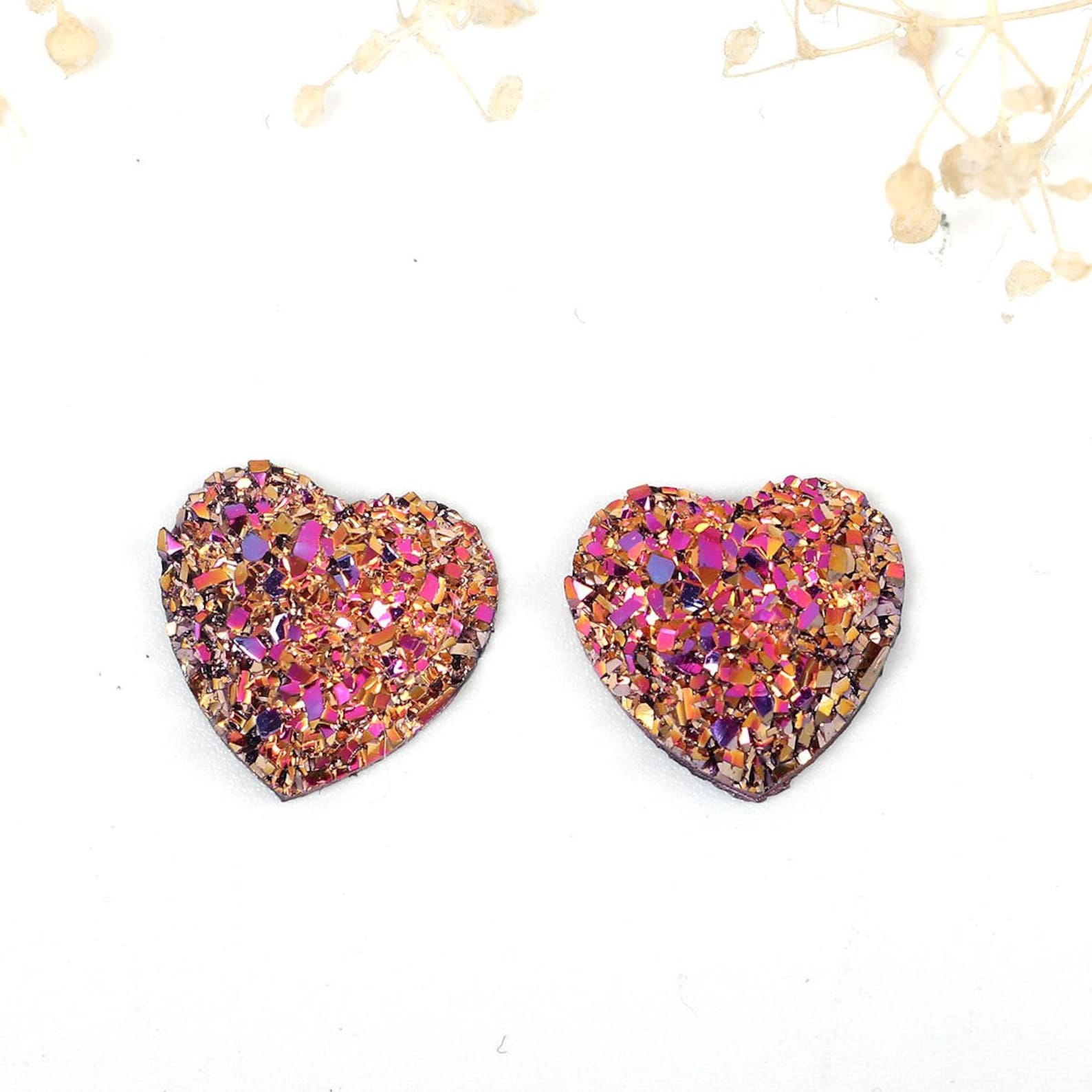 10 Pcs Druzy Resin Embellishment Cabochons Multicolor Magenta - Etsy