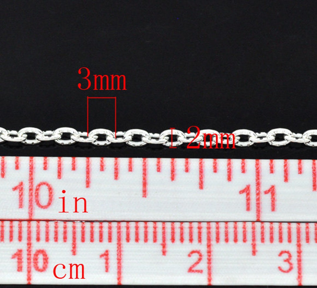 10M (32.8 Ft) - Silver Plated Chain Link - 3mm X 2mm - Textured - Etsy