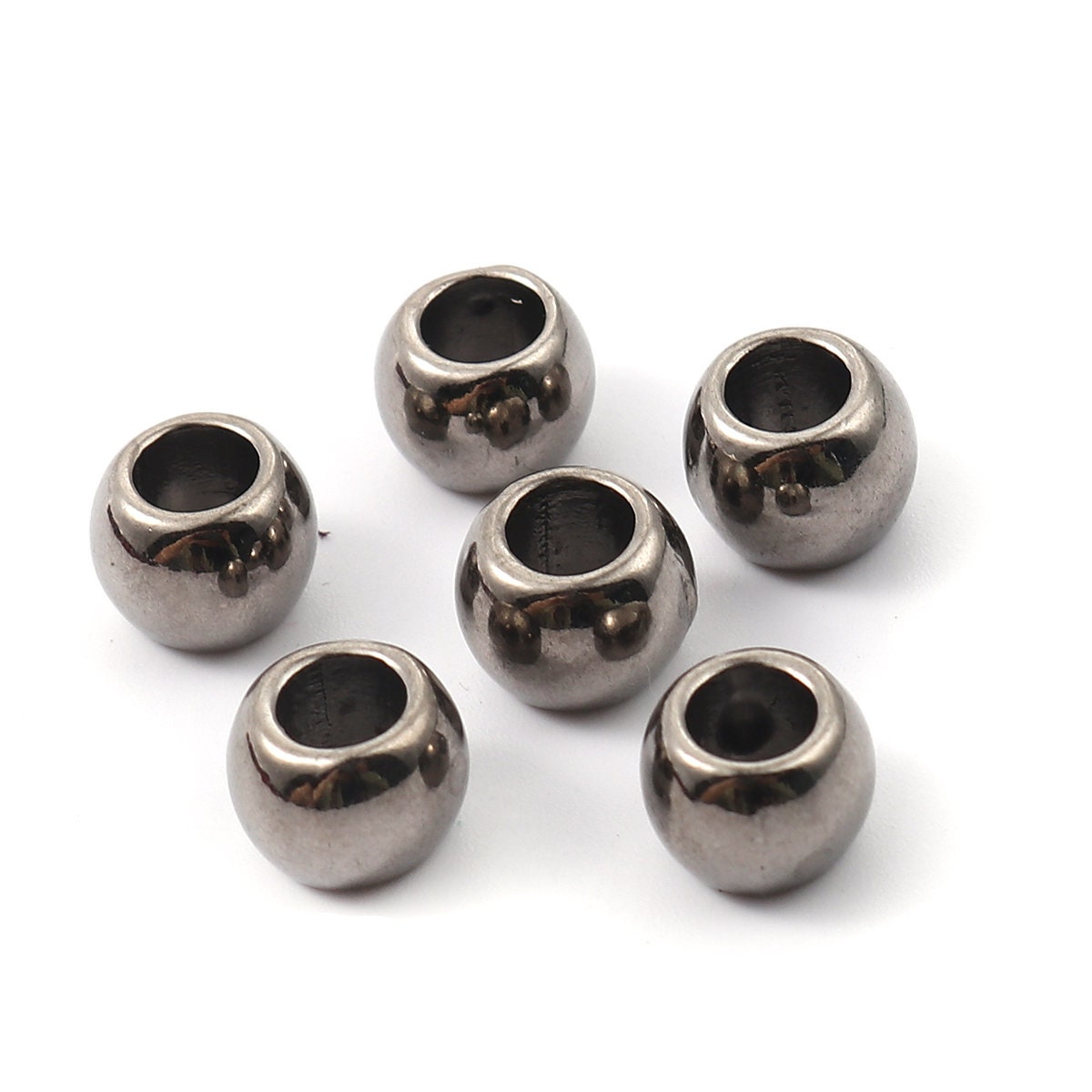 20 Pcs Gunmetal Metal Ball Spacer Beads 10mm Large Hole: - Etsy
