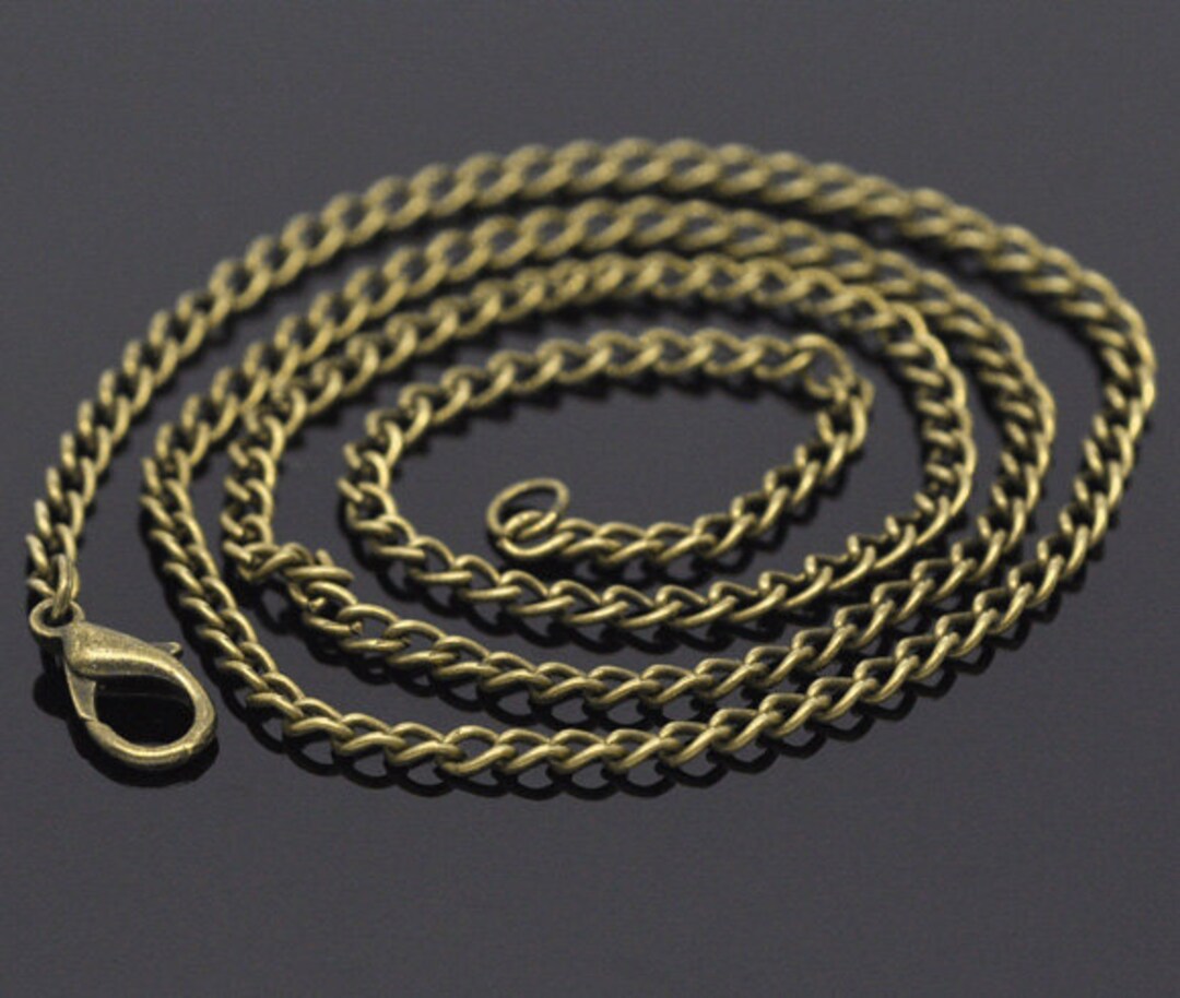 1 Pc. Antique Bronze Textured Chain Link Necklace 20" - (3.5 X 2.6mm ...