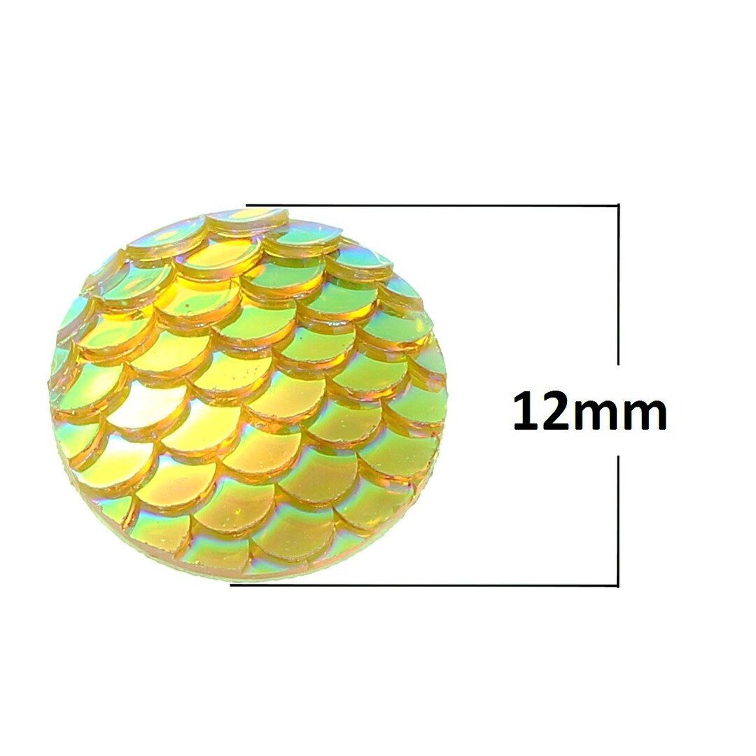 10 Pcs Mermaid Fish Scales Resin Carved Embellishment Cabochons Yellow ...
