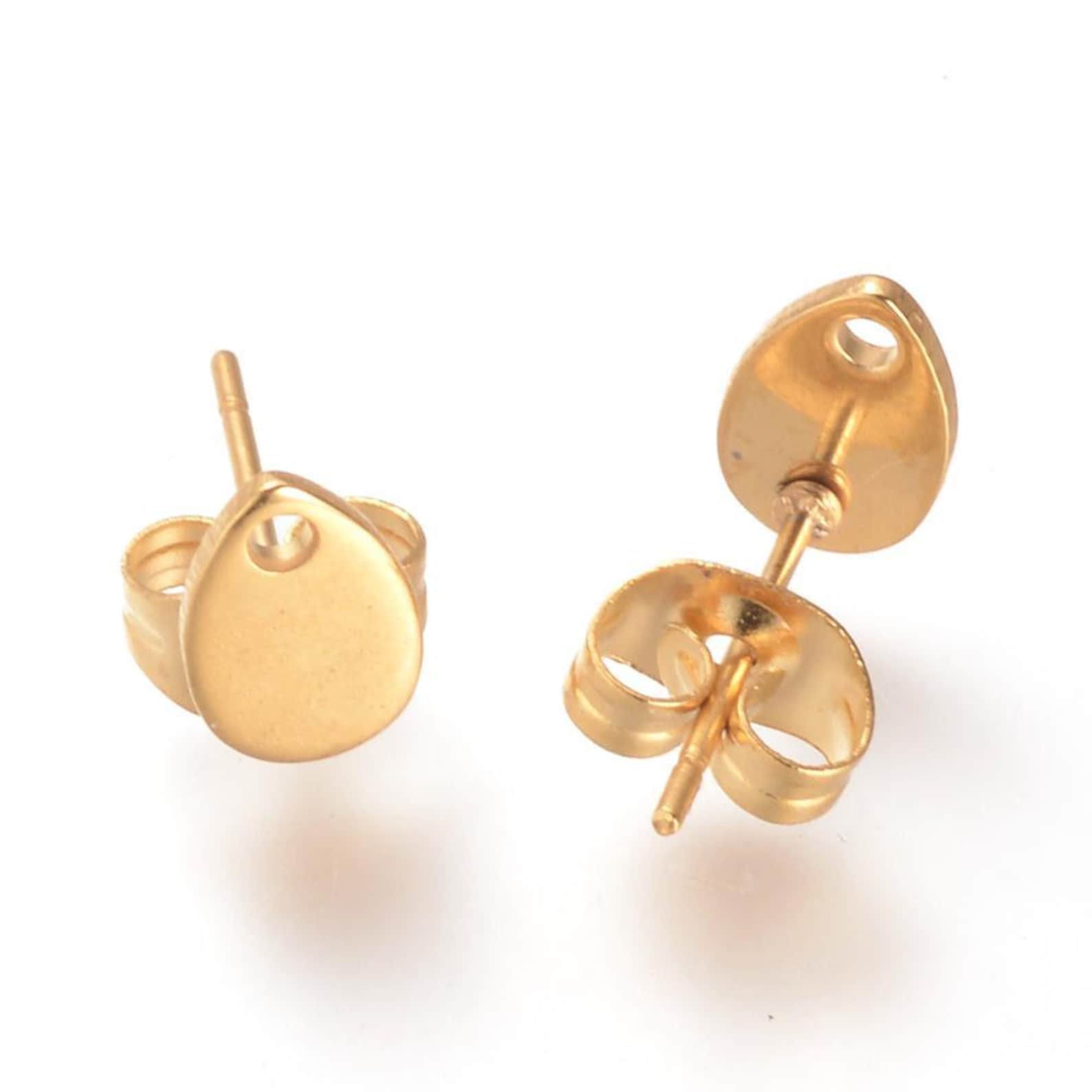 10 Pcs. (5 Pairs) 304 Stainless Steel Teardrop Earring Posts/bases ...