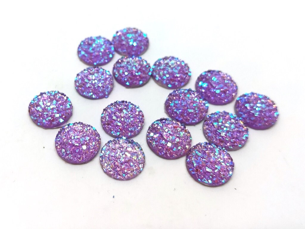 10 pcs Druzy Resin Embellishment Cabochons Purple 10mm | Etsy