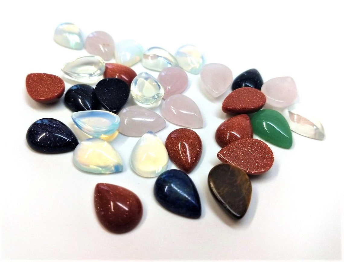 10 Pcs Assortment of Stone Embellishment Cabochons 14x10mm - Etsy