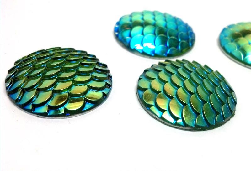 5 Pcs Mermaid Fish Scales Resin Carved Embellishment Cabochons | Etsy