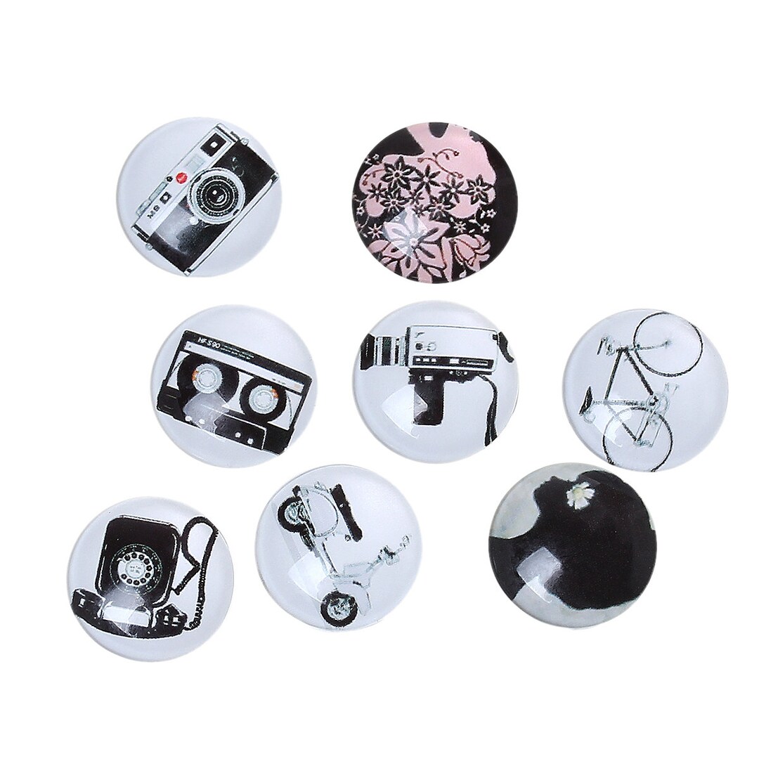 30 Pcs Circle Camera Photography Assortment Glass Round Dome Seals ...