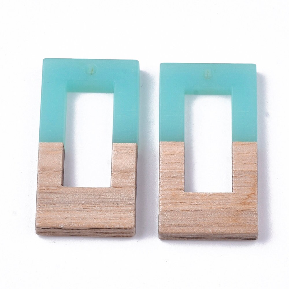 10 Pcs. Assortment of Resin and Wood Rectangle Flat Pendant | Etsy