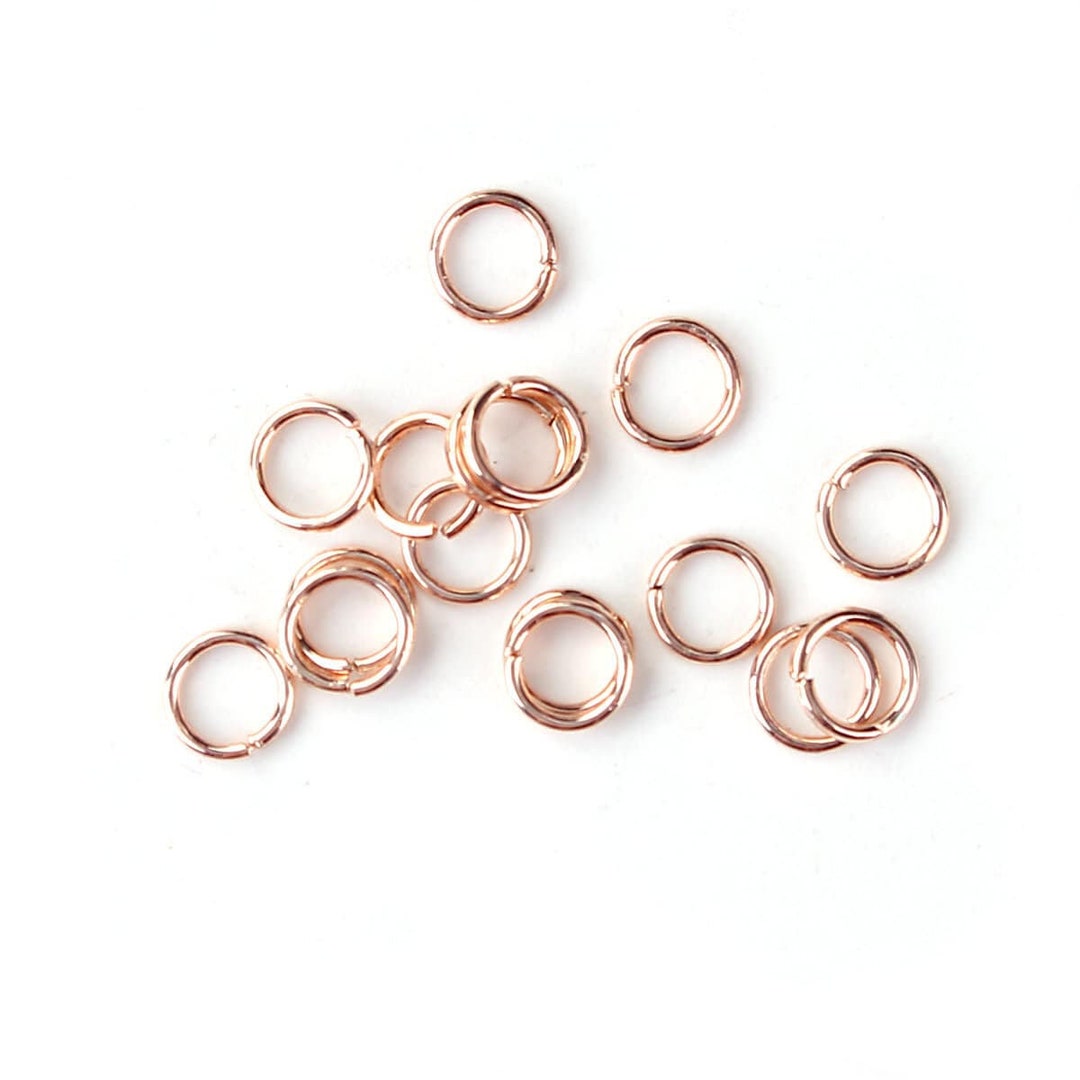 100 Pcs Rose Gold Plated Open Jump Rings 5mm 21 Gauge 0.7mm Thick High ...