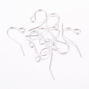 100 Pcs Silver Plated Earring Hooks With Loop Hole 17mm X 12mm Hole ...
