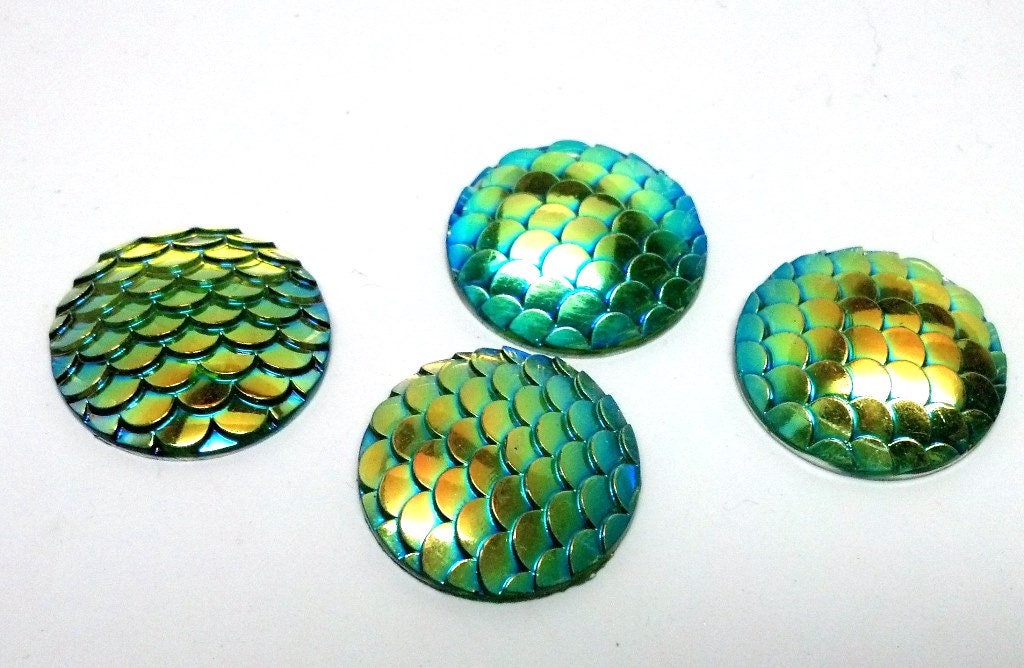 5 Pcs Mermaid Fish Scales Resin Carved Embellishment Cabochons | Etsy