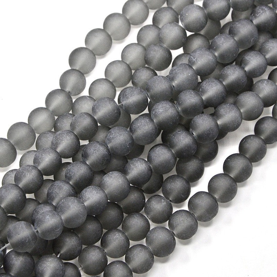 50 Beads 8mm Gray Frosted Round Beads 15 Strand | Etsy