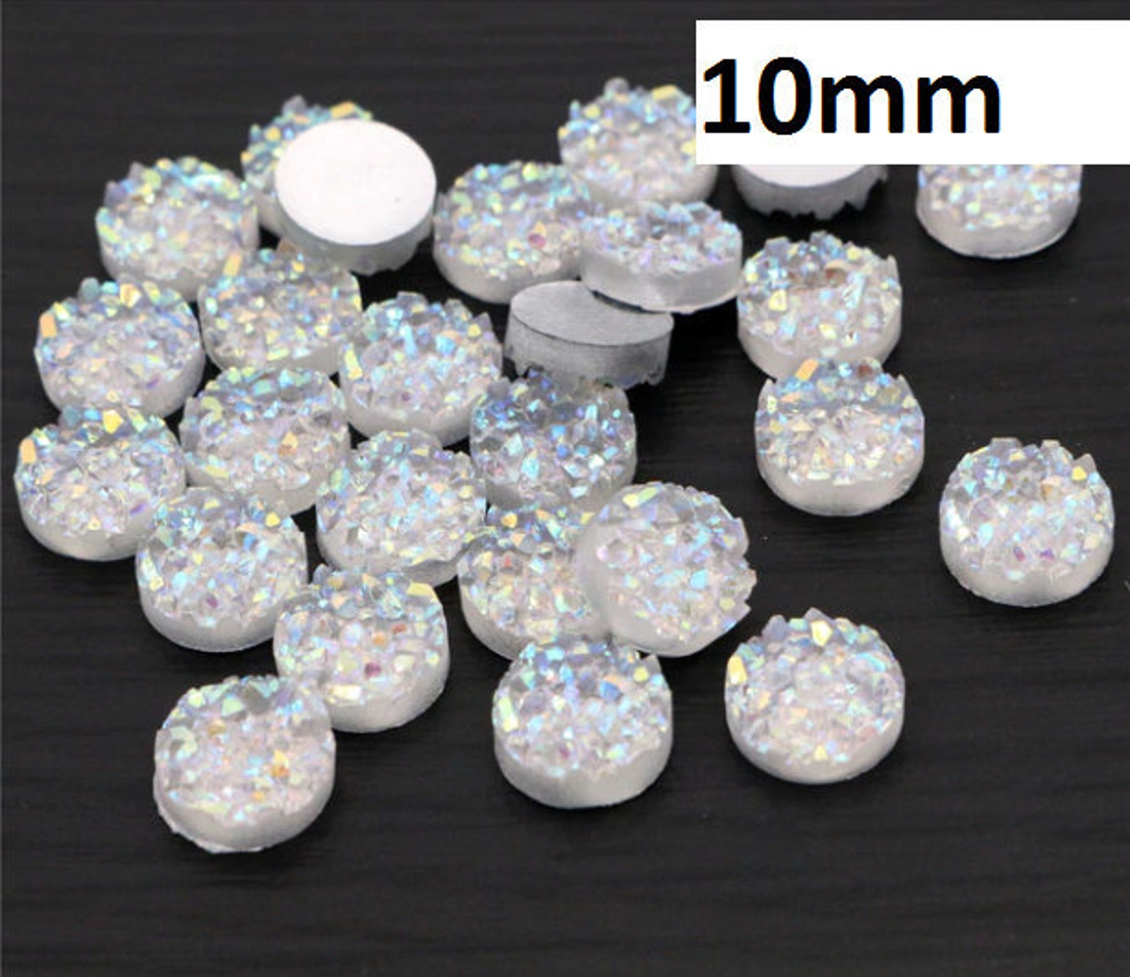 10 Pcs. Druzy Resin Embellishment Cabochons Clear Multicolor - 10mm - Etsy