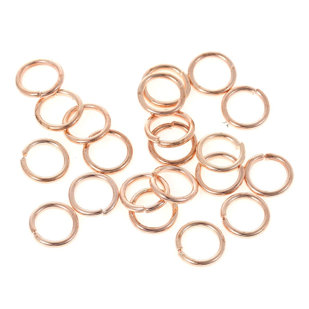 100 Pcs Rose Gold Plated Open Jump Rings - 7mm - 18 Gauge (1mm Thick ...