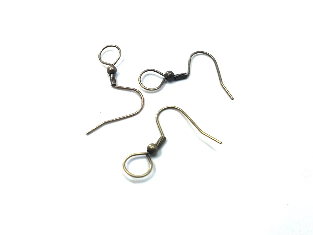 100 Pcs Antique Bronze Earring Hooks With Spring and Ball - 25mm X 20mm ...