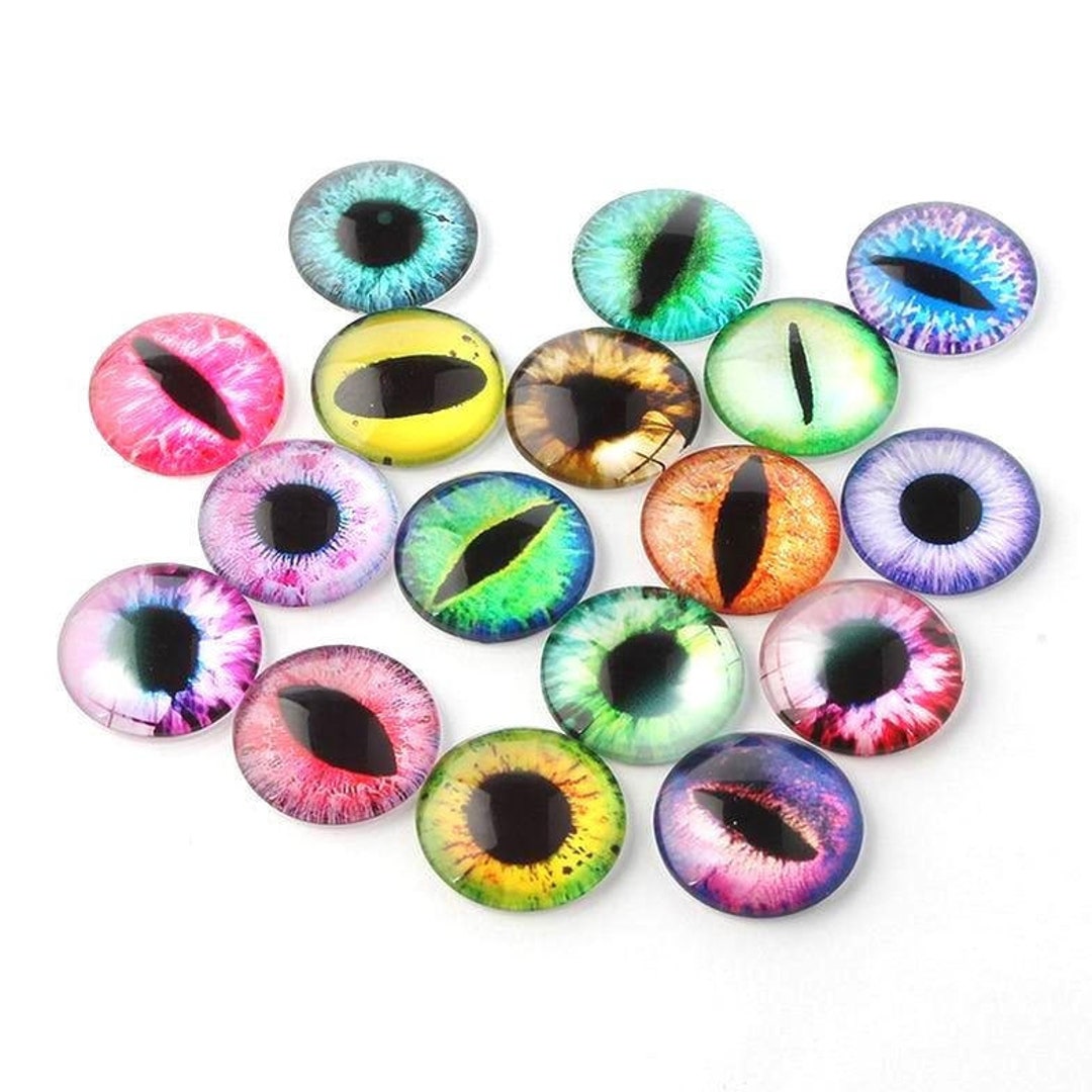 10 Pcs Circle Dragon Cat Eyes Glass Round Dome Seals Tiles Cabochons ...