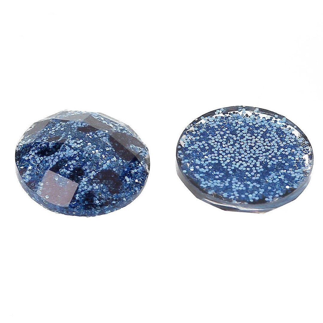 10 Pcs Resin Embellishment Cabochons Blue and Black - 12mm - Faceted ...