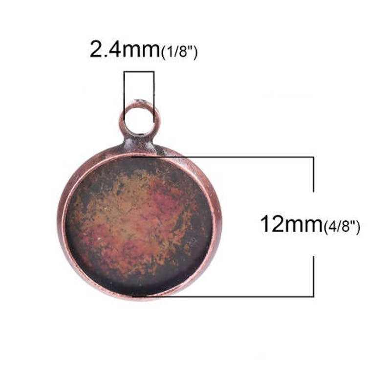 10 Pcs. Antique Copper Circle Round Bezel Cabochon Pendant - Etsy