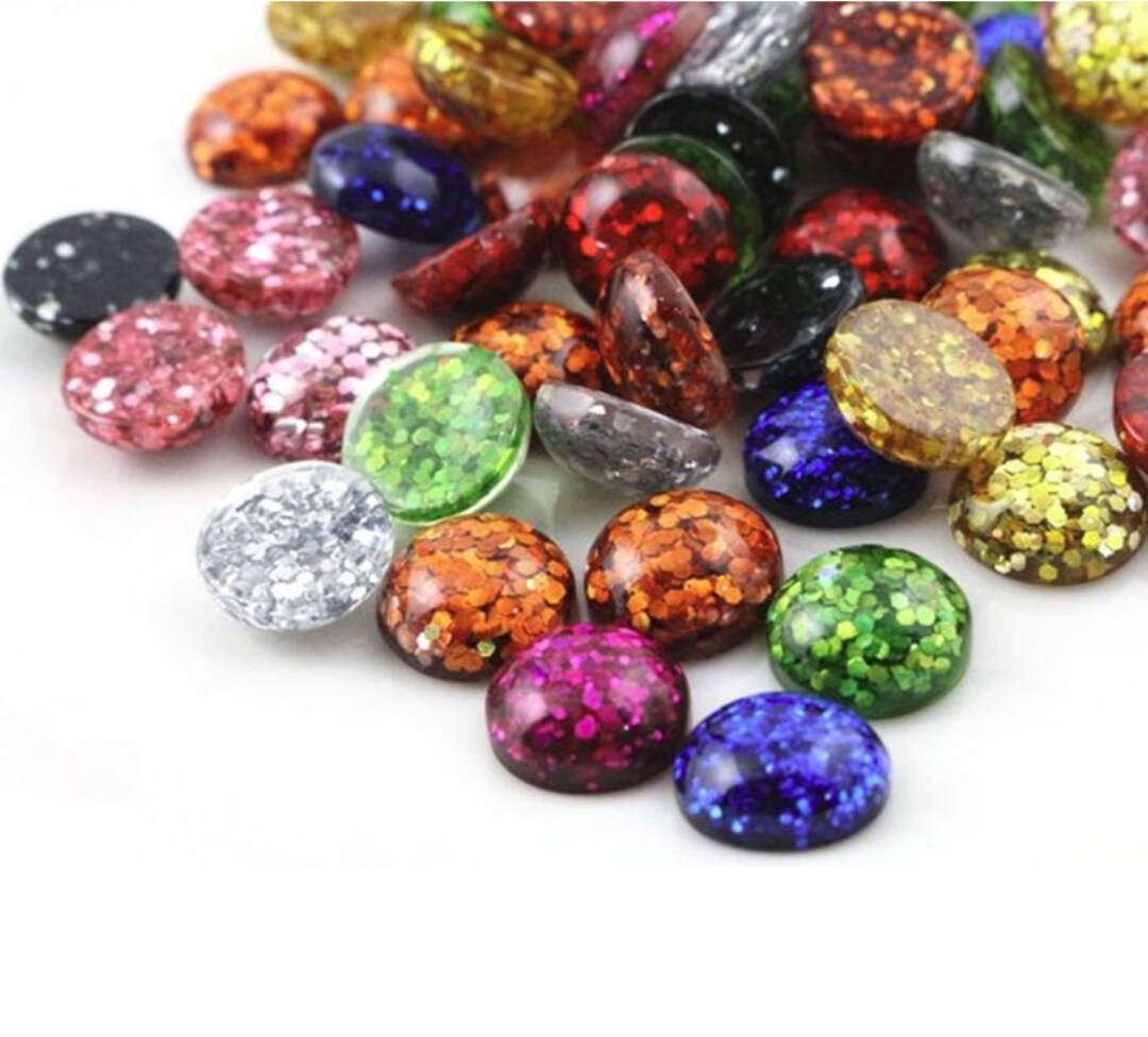 10 Pcs Druzy Resin Embellishment Cabochons - 10mm - Glitter Style ...