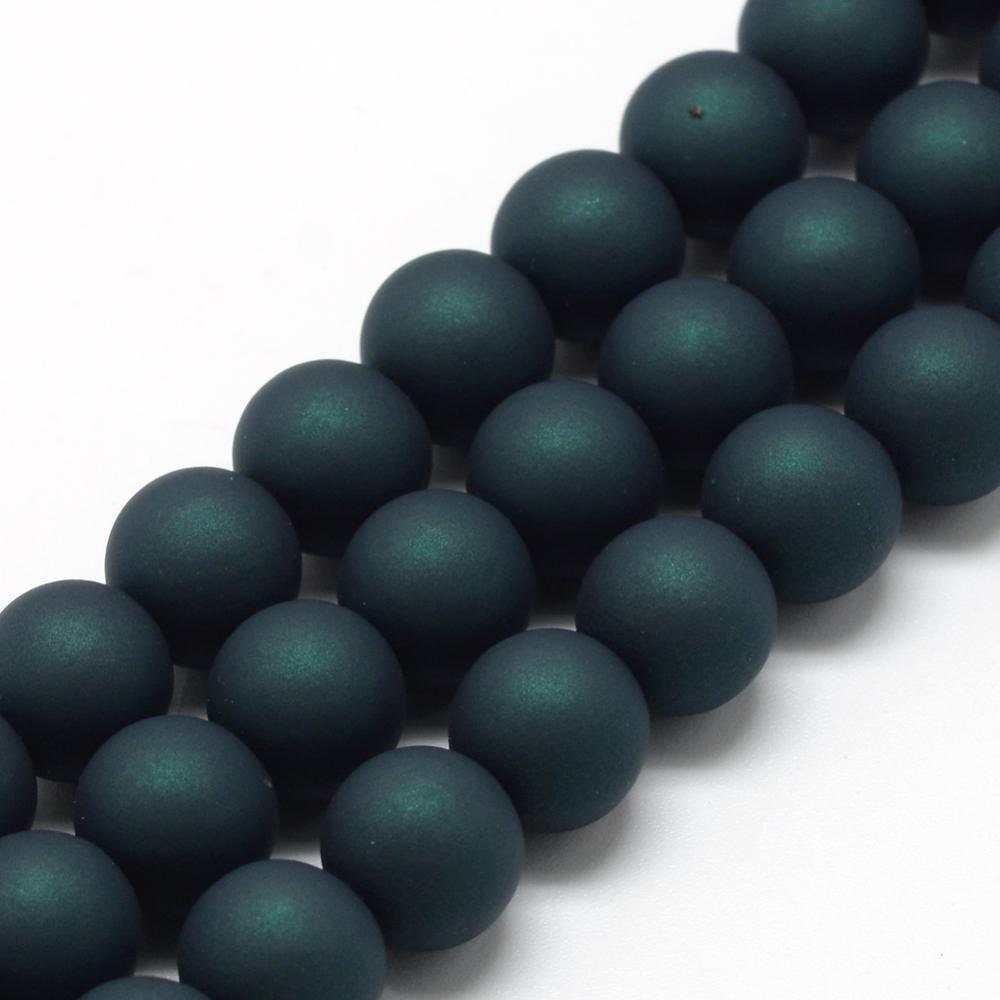 50 Beads 8mm Peacock Matte Frosted Rubberized Round Beads | Etsy