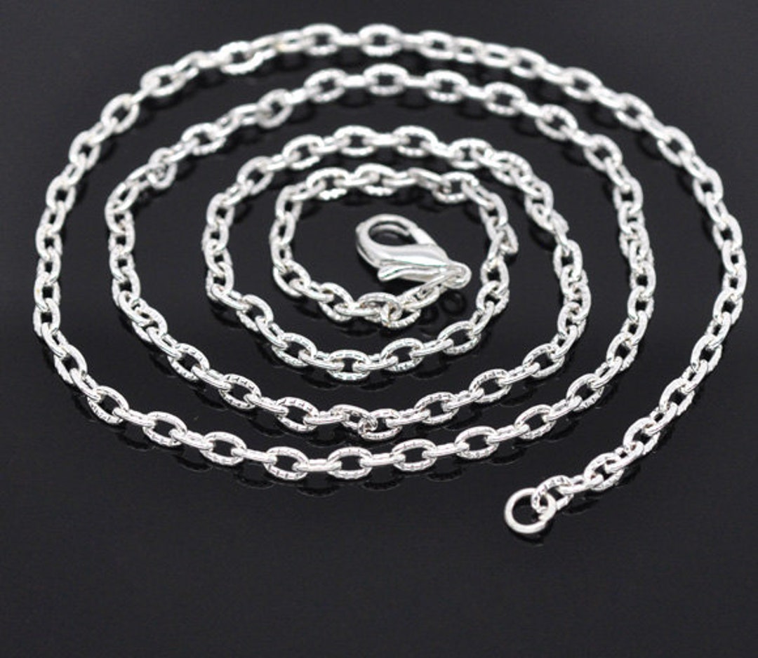 12 Pcs. Silver Plated Textured Chain Link Necklaces 20 - Etsy