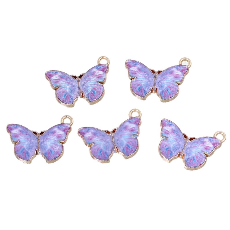 10 Pcs. Gold Plated Multicolored Purple Butterfly Charms - Etsy