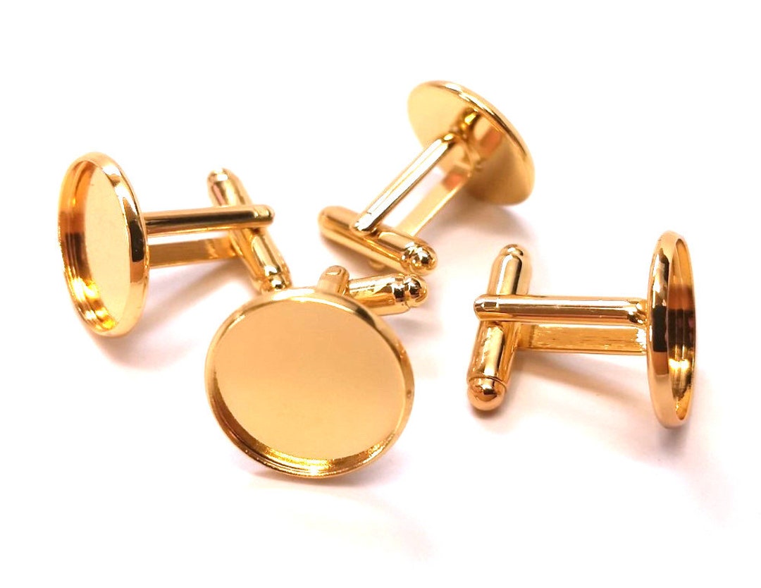 Lot of 10 Gold Plated Cuff Links (5 Pairs) - 16mm Glue Pad Bezel ...
