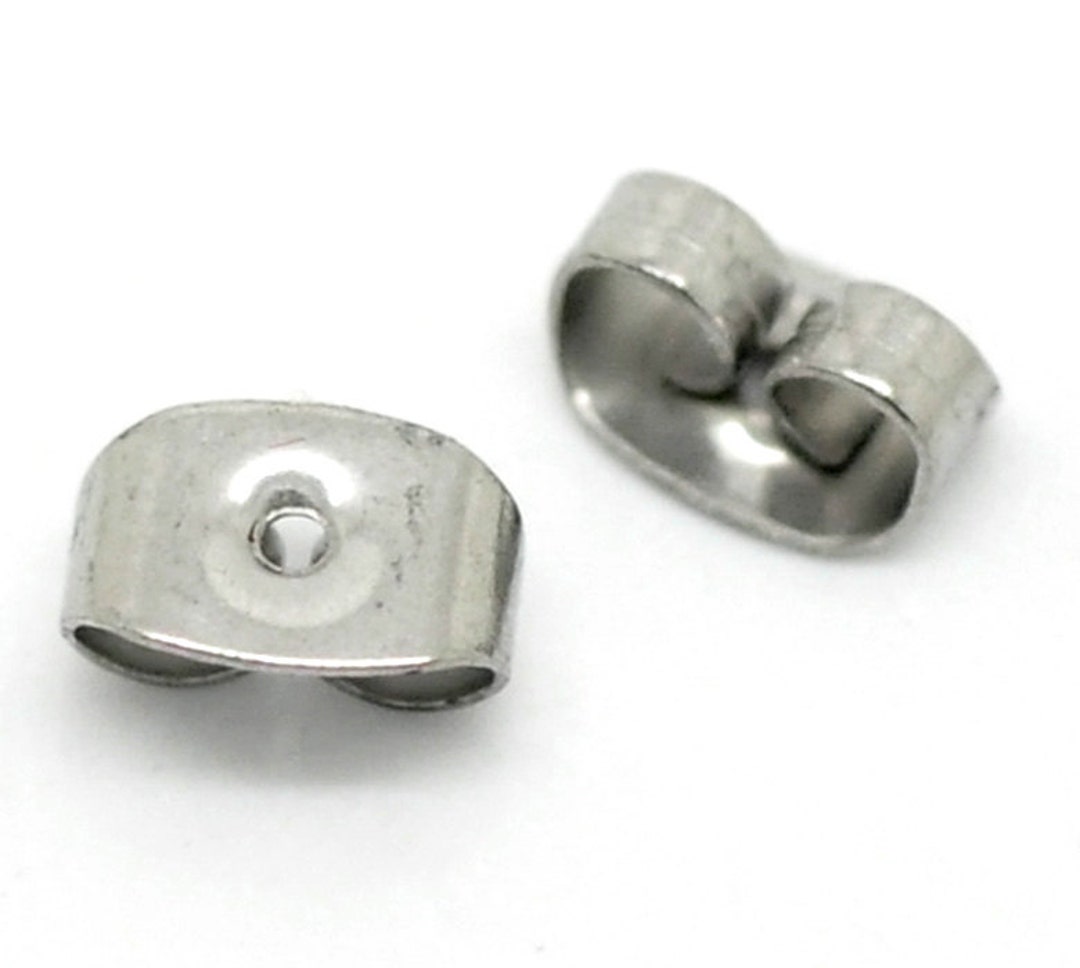 100 Pcs (50 Pairs) Stainless Steel Earring Stoppers - 6mm X 4.5mm ...