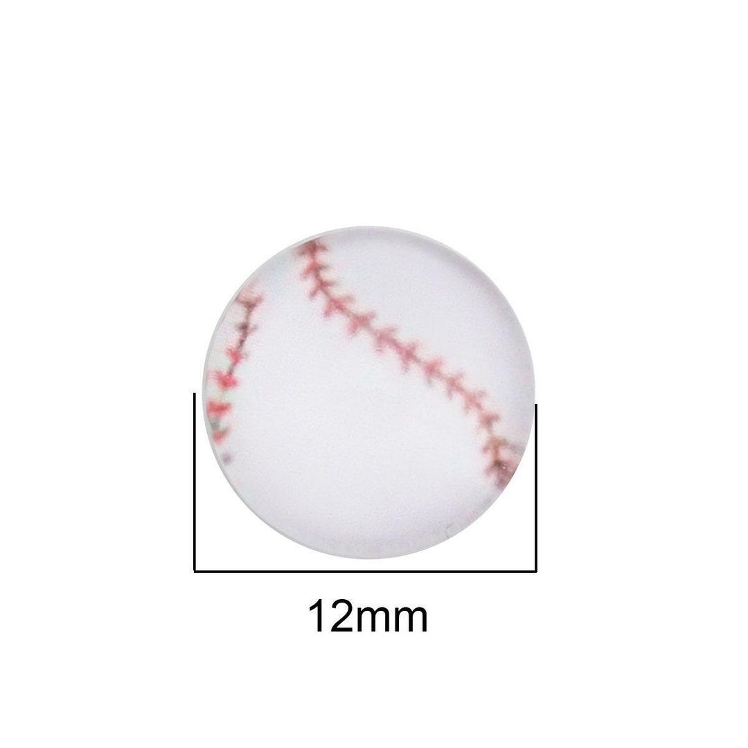10 Pcs Circle Baseball Ball Sports Glass Round Dome Seals Tiles ...