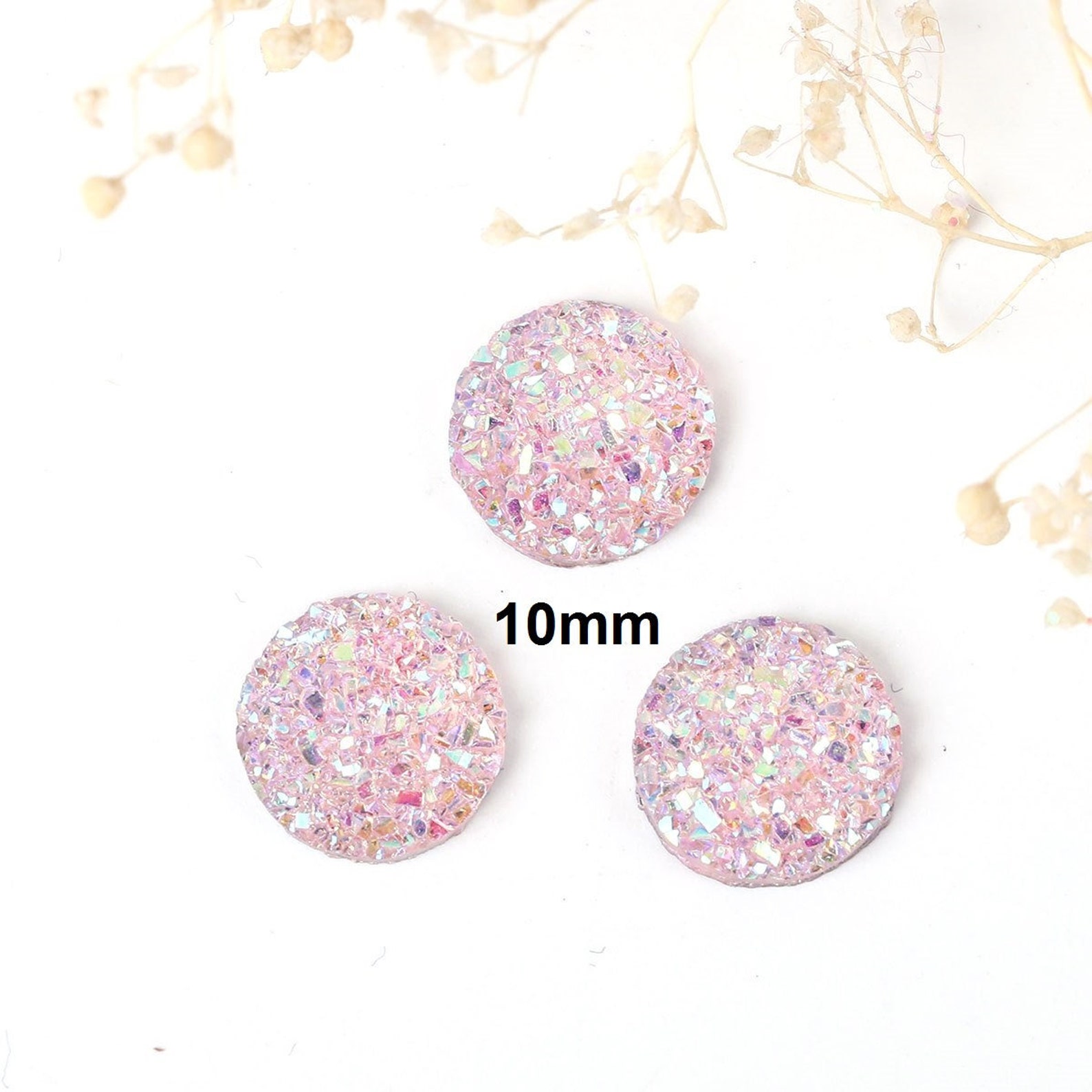 10 Pcs Druzy Resin Embellishment Cabochons Light Pink Blush | Etsy