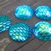 5 Pcs Mermaid Fish Scales Resin Carved Embellishment Cabochons Aqua ...