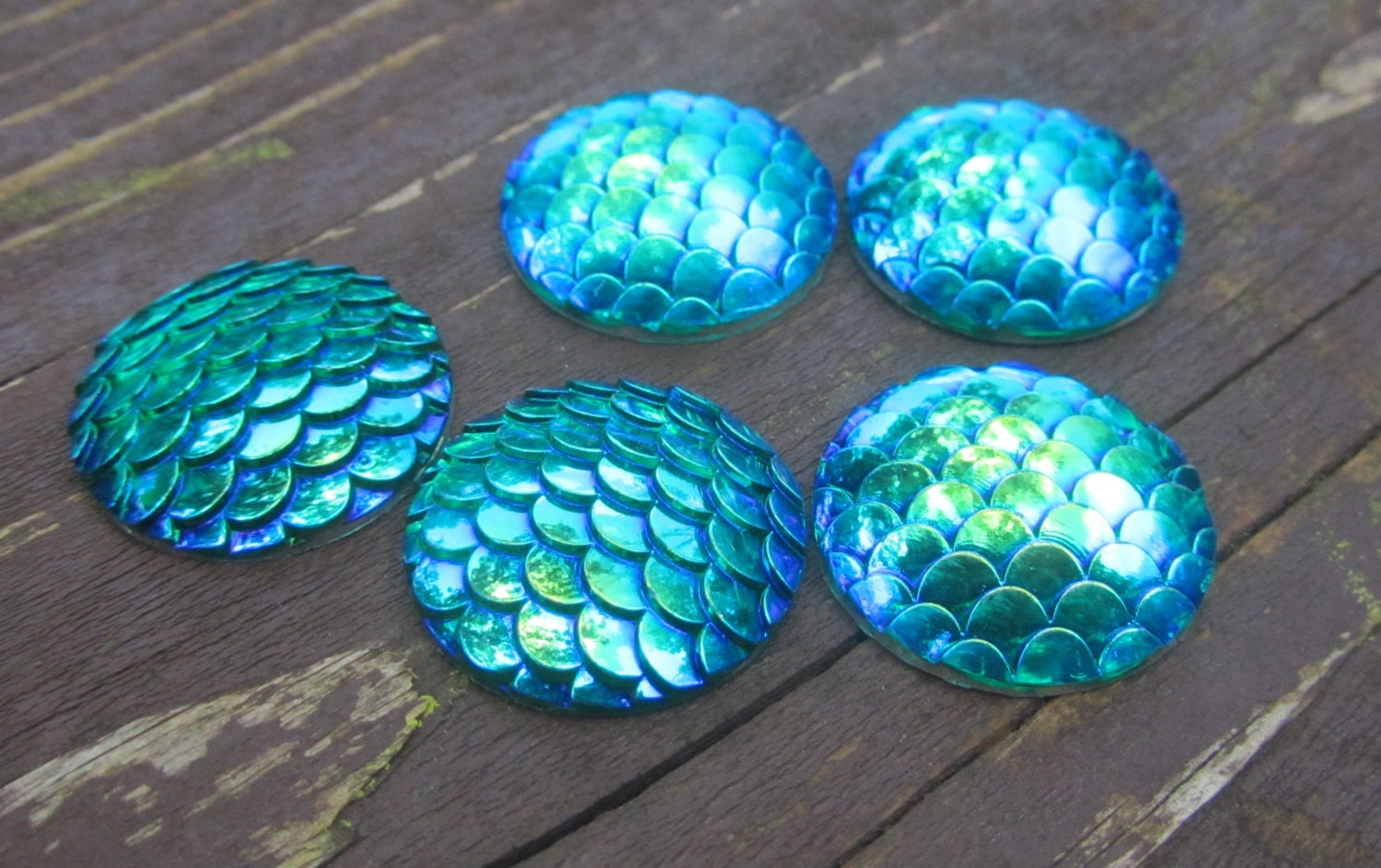 5 Pcs Mermaid Fish Scales Resin Carved Embellishment Cabochons | Etsy